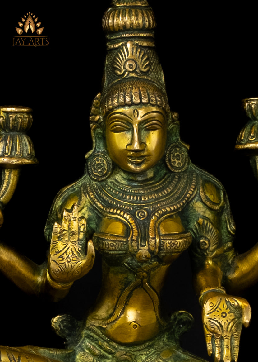 12" Goddess Lakshmi Devi seated on a Lotus – JayArts.com
