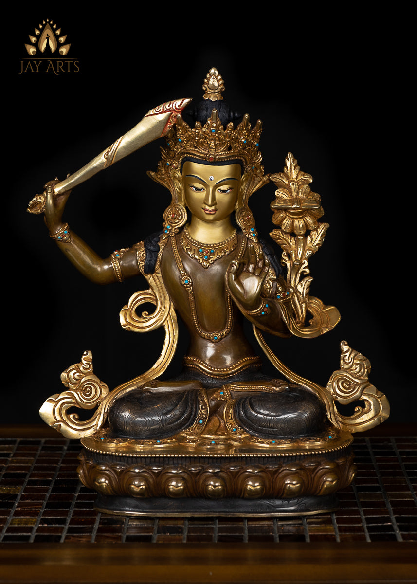 13" Manjushri Copper Stature - The Bodhisattva of Wisdom – JayArts.com