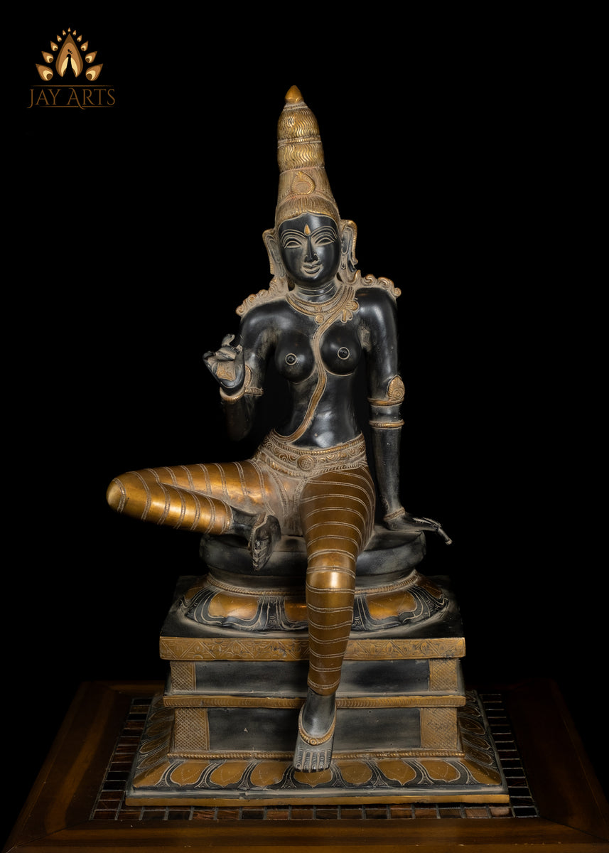 24” Hindu Goddess Parvathi Brass Statue - Boga Shakthi, the Divine Mot ...