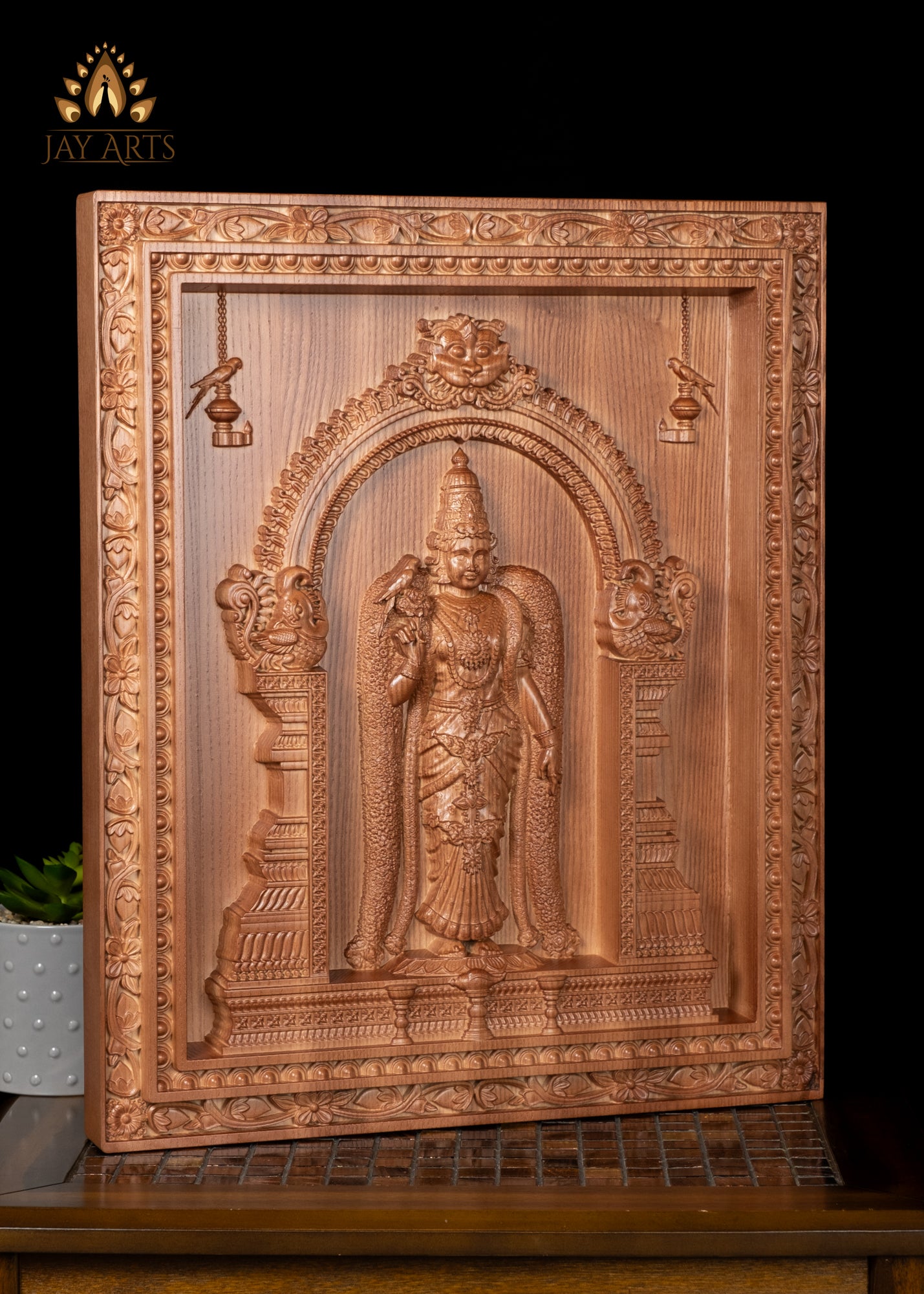 20" Goddess Meenakshi Wood Carving - Tadatagai (Fish-eyed) Madurai Mee ...