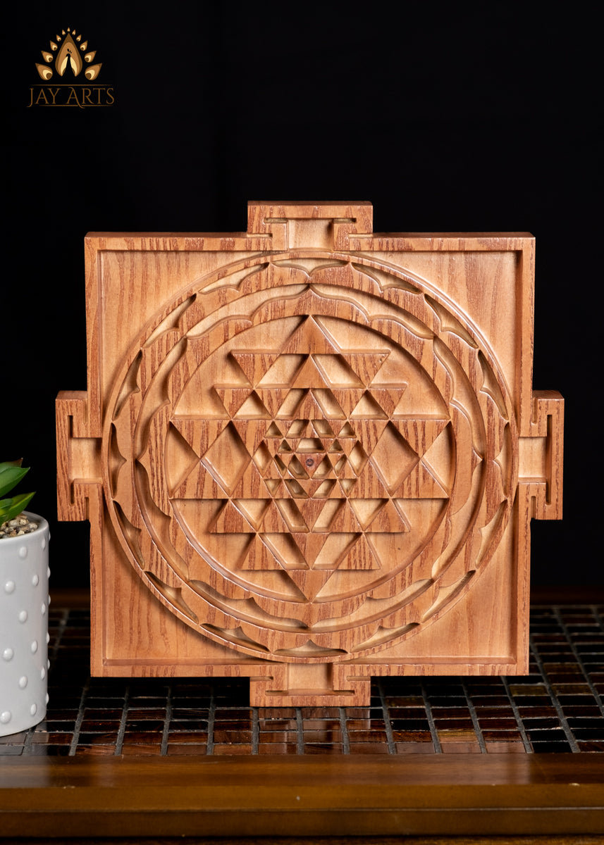 10" Shree Yantra Wood Carving – JayArts.com