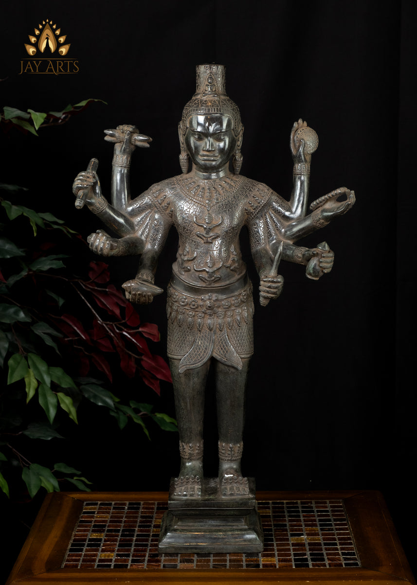 26" Bronze Standing Shiva with Eight Arms Remarkable Fusion of Hindu a ...
