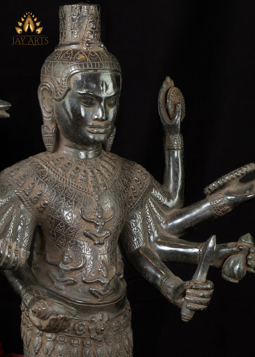 26" Bronze Standing Shiva with Eight Arms Remarkable Fusion of Hindu a ...