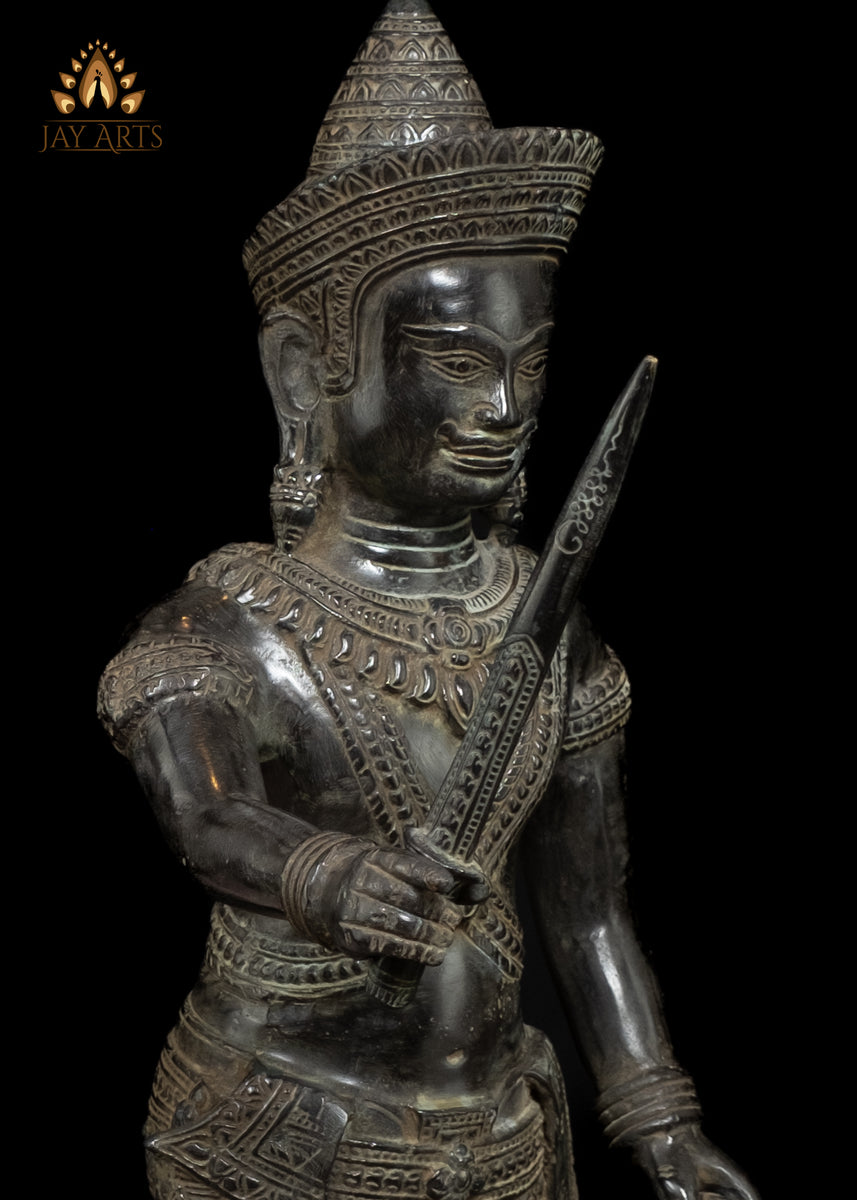 21" King Suryavarman II Cambodian King of the Khmer Empire Bronze Stat ...