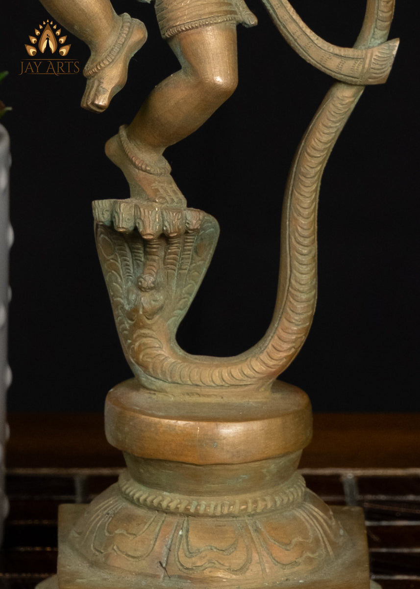 10” Lord Krishna dancing on Kalinga Bronze Statue Kalinga Narthana Kri ...