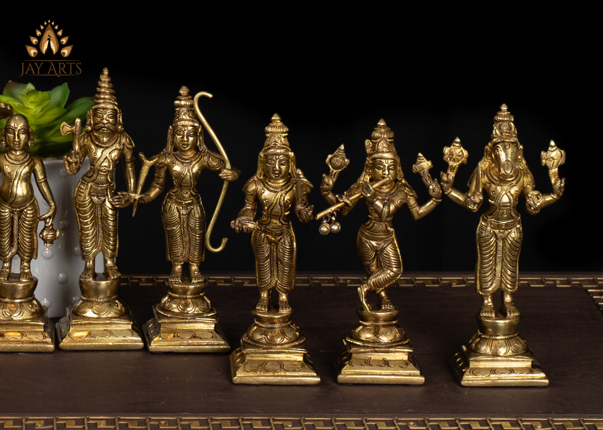 6" Dasavataram - The Ten Incarnations of Lord Vishnu 10 Brass Statues ...