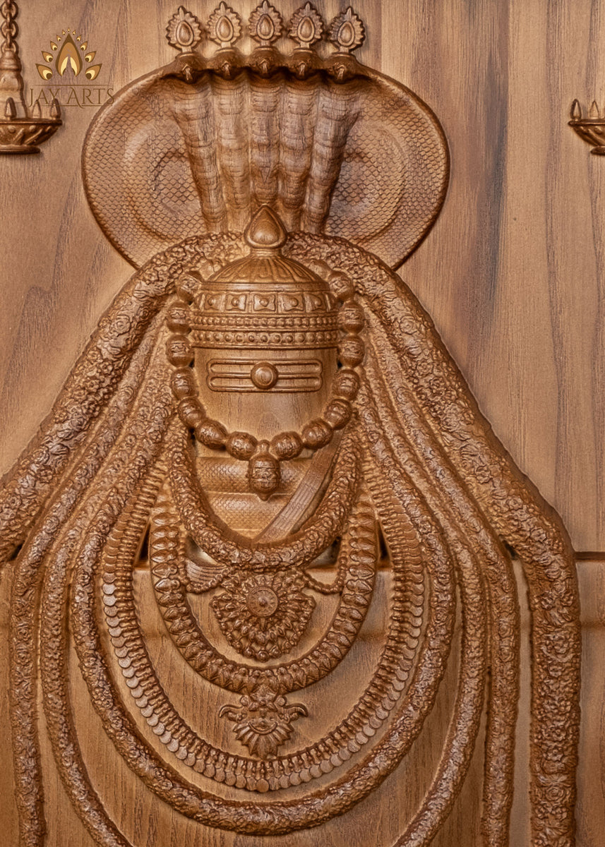 Lord Shiva Wood Carving 18"H x 17"W Annamalaiyar Wood Panel with Exqui ...