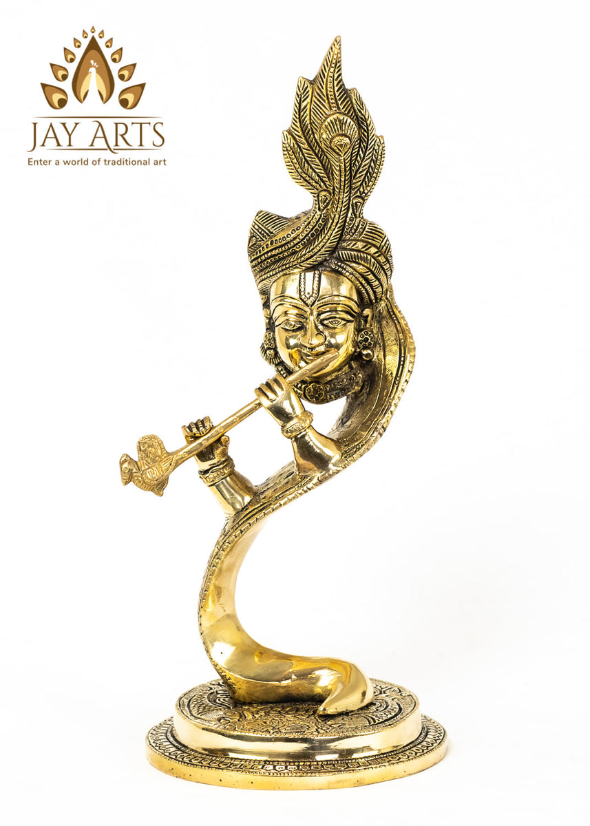 Abstract Flute Krishna 13" Brass Statue – JayArts.com