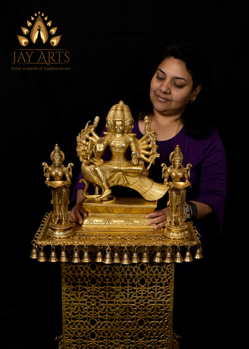Six - Faced Lord Murugan, Aarumugam, Hindu Brass Statues, Hindu Gods ...
