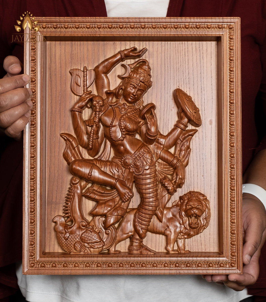 Dancing Ardhanarishvara (Shiva Shakthi) 13" x 11" Ash wood carving - H ...