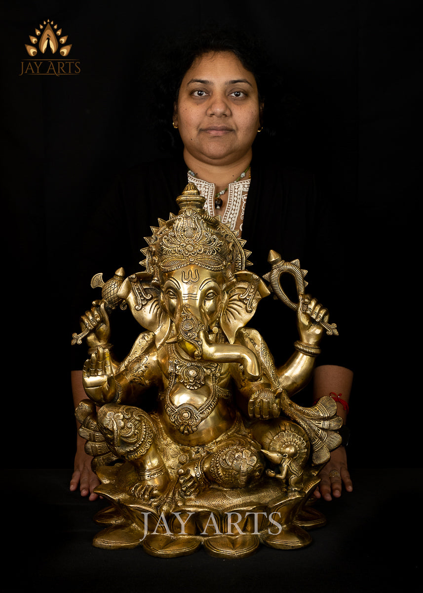 Brass Chaturbhuja Ganesh, Ganesh Statues, Ganesh Idol, Hindu God Idols – JayArts.com