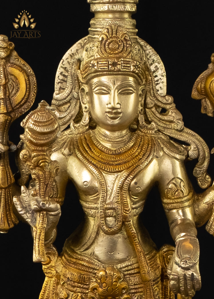 Lord Vishnu with Garuda 15" - Brass Vishnu Statue - Vishnu Idol – JayArts.com