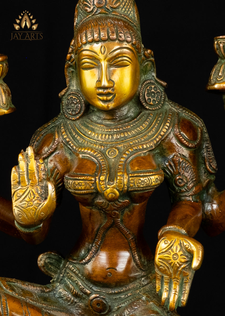 12" Goddess Lakshmi Devi seated on a Lotus – JayArts.com