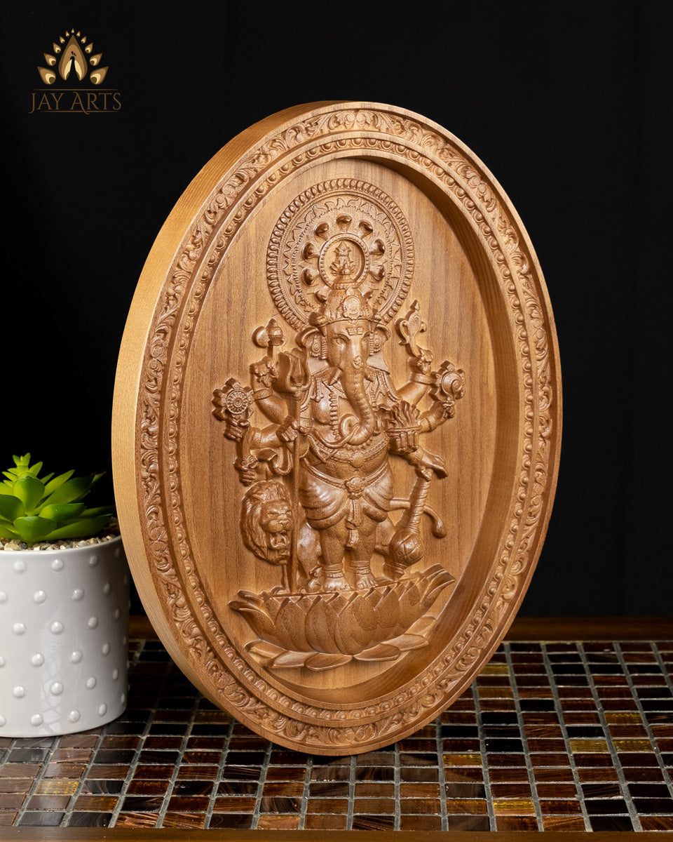 Shuba Drishti Ganapathi - Kan Drishti Pillayar 13" Wood Carving (Oval ...