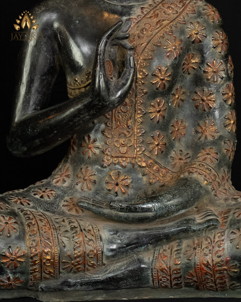 Buddha in Akasha Mudra 21” - Antique Khmer Style Cambodian Bronze Budd ...